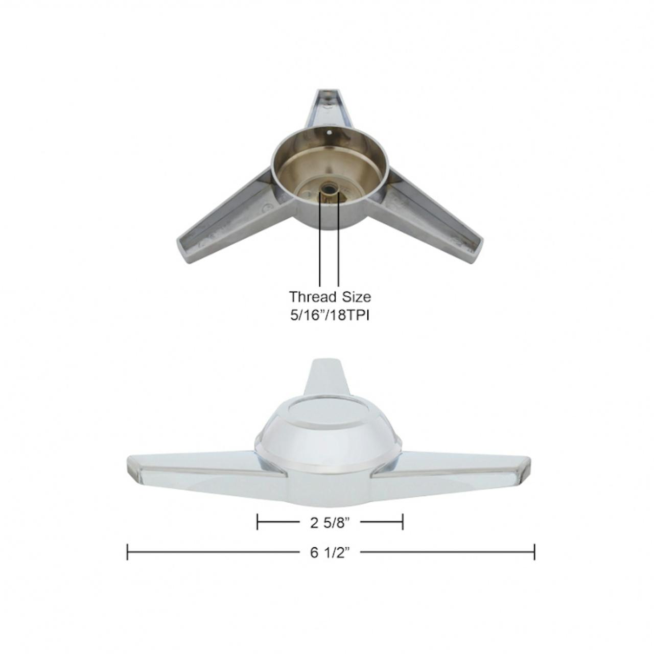 Chrome Spinner With 3 Large Bars Straight - Raney's Truck Parts