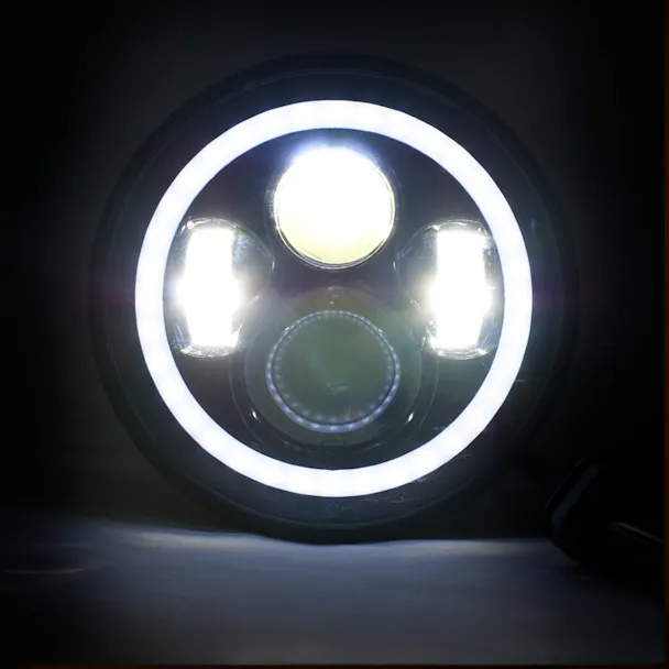 7" Round Projection LED Color Shift Angel Eye Headlight Set - Raney's ...