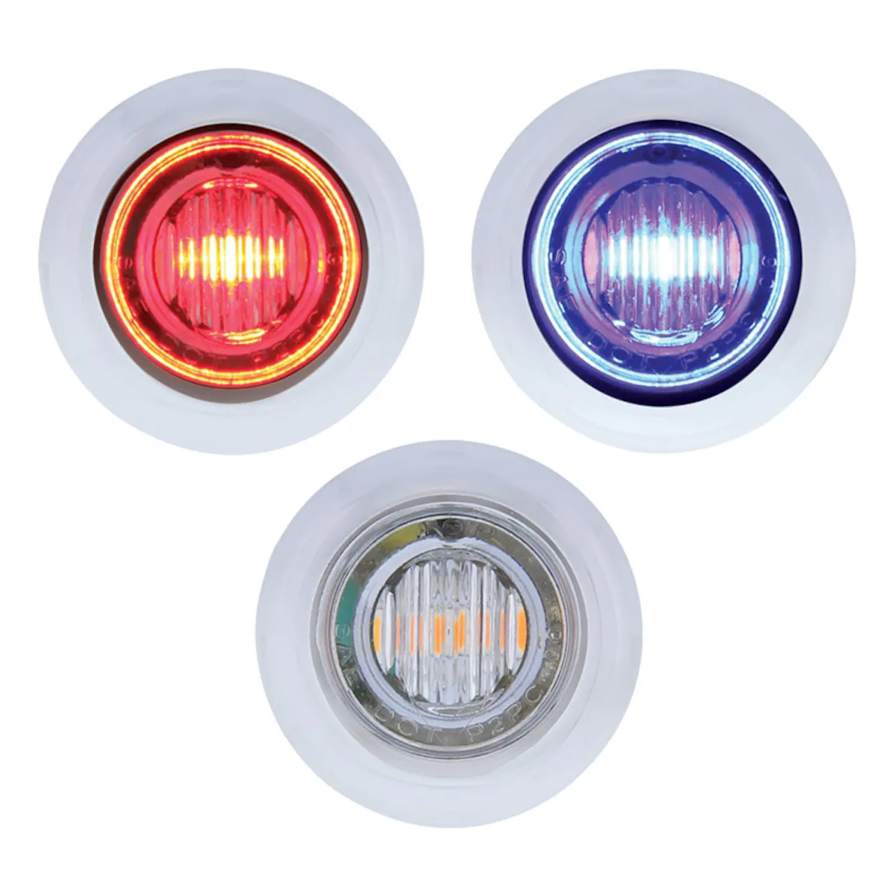 3 LED Red & Blue Dual Color Mini Clearance Marker Light With Bezel ...