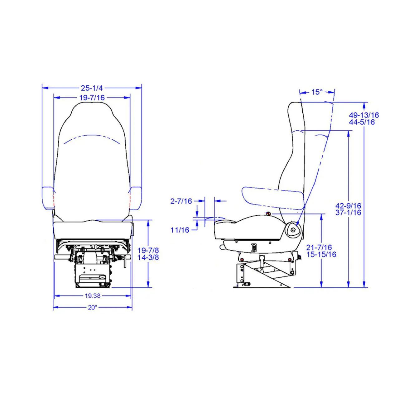 Heritage Silver High Back Truck Seat