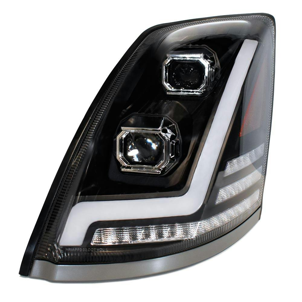 Volvo VN VNL Blackout Full LED Projector Headlight With DRL Bolt ...