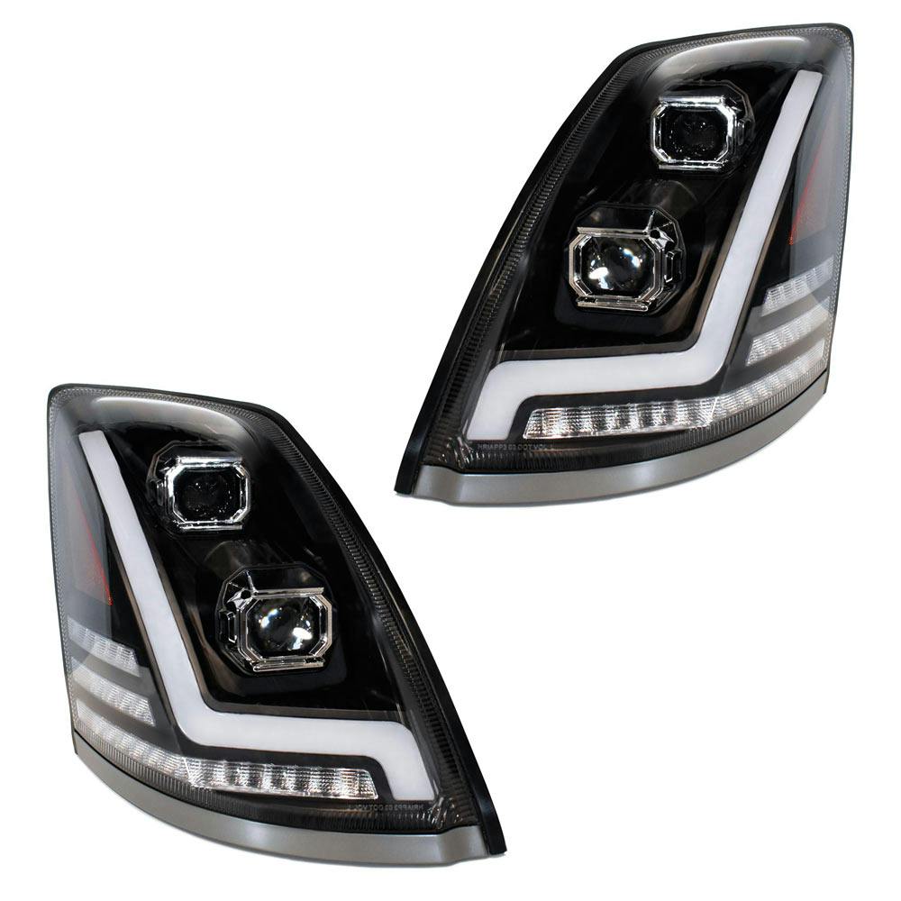 Volvo VN VNL Blackout Full LED Projector Headlight With DRL Bolt ...