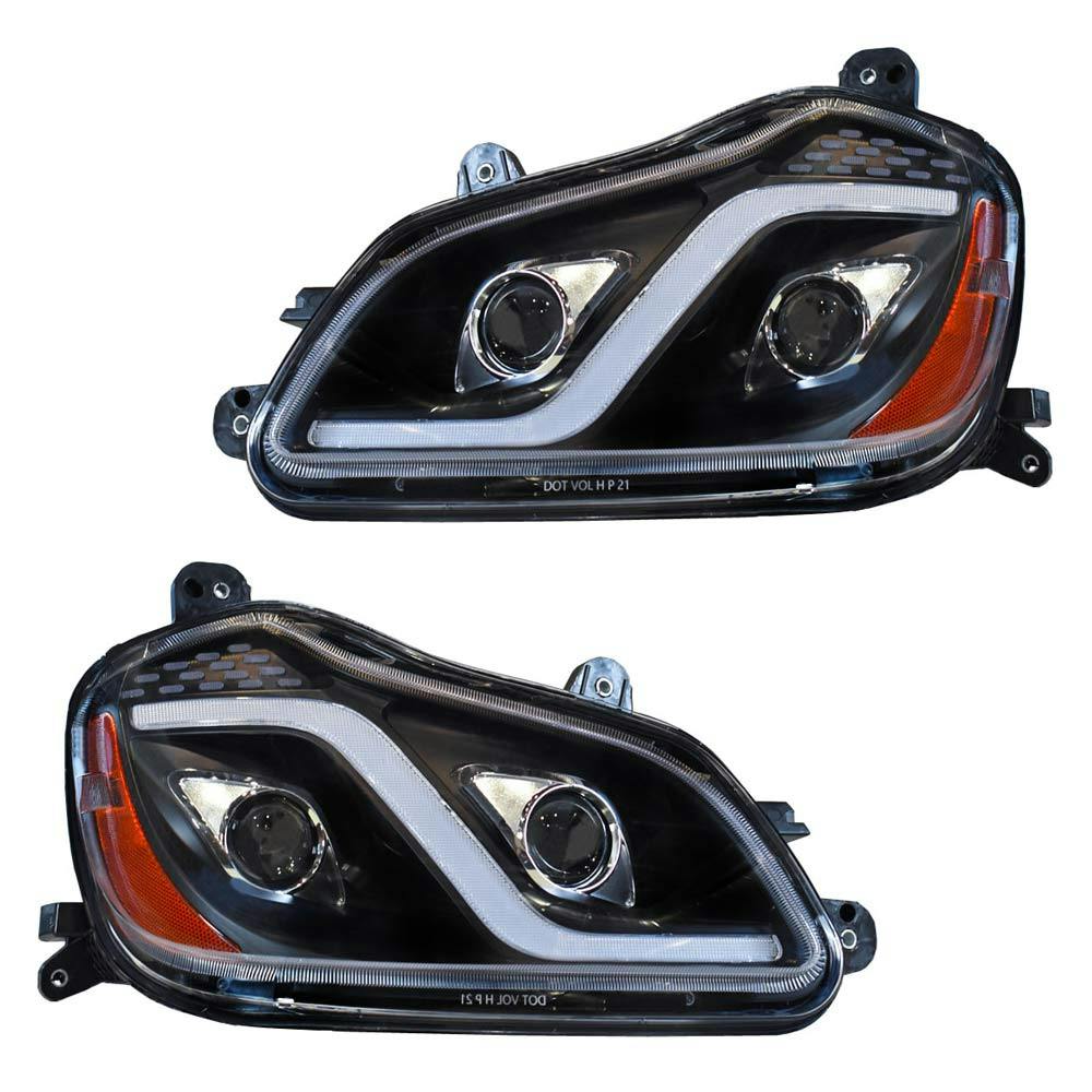 Kenworth T680 Blackout Full LED Projector Headlight With DRL Bolt ...