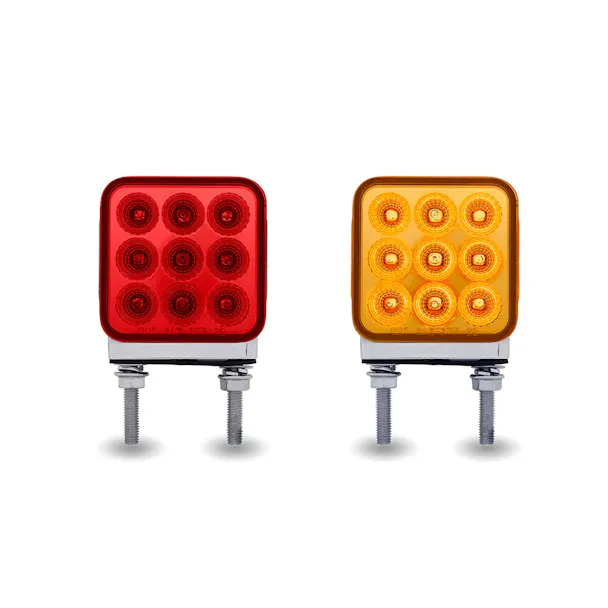 3" Mini Square Double Post LED Marker & Turn Signal Reflector Light ...