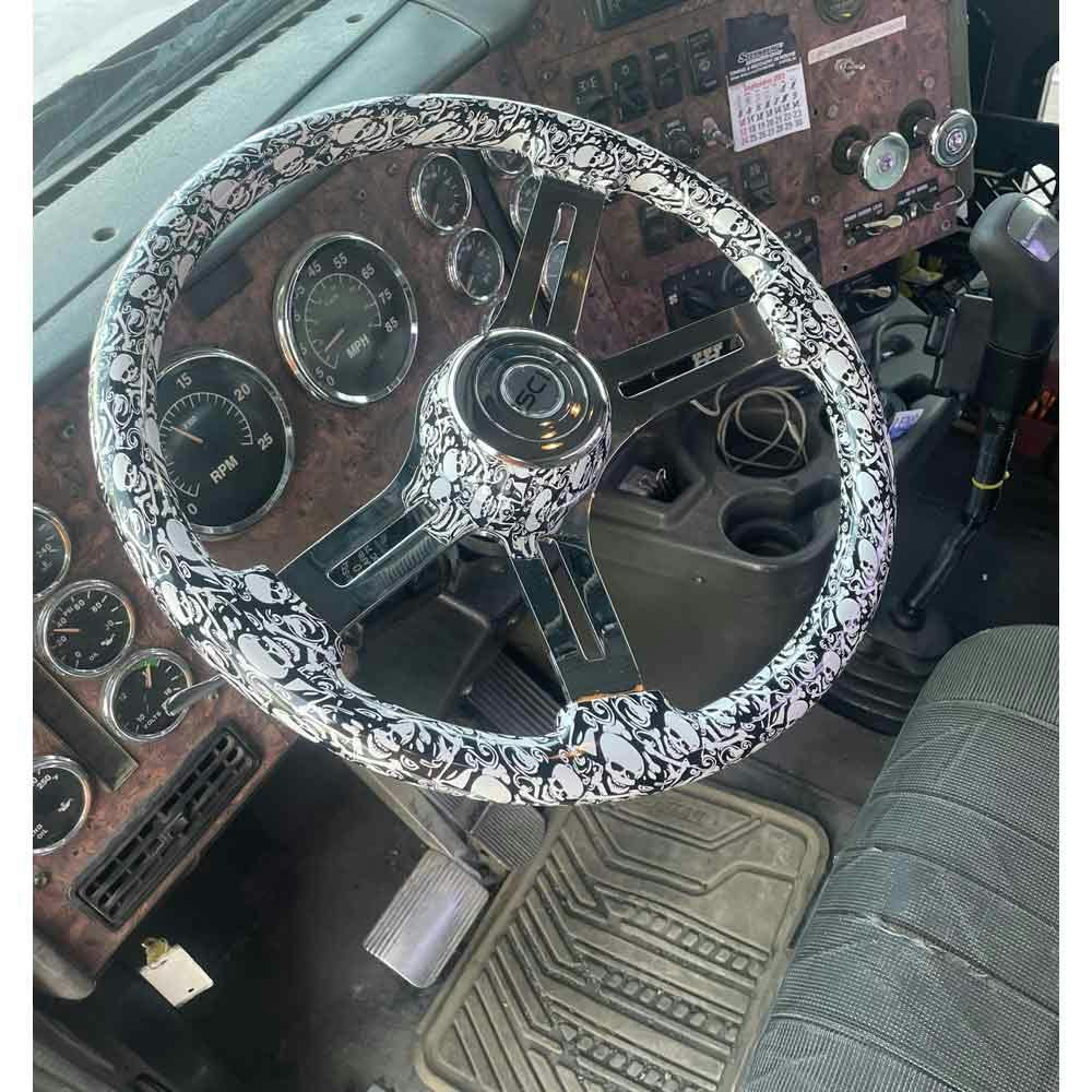 18" Skull Print SCI Steering Wheel