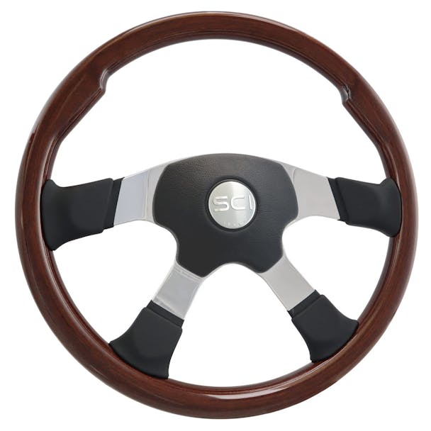 18" 4-Spoke "Milestone" Mahogany SCI Steering Wheel - Raney's Truck Parts