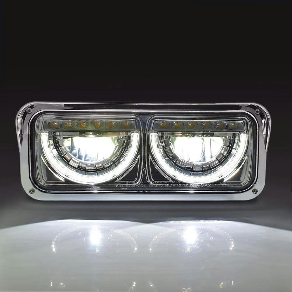 Kenworth T600 T800 W900B W900L Half Moon Rectangular Chrome Headlight ...