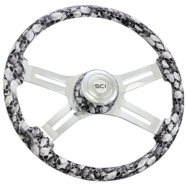 18" Big Skull Print SCI Steering Wheel - Raney's Truck Parts