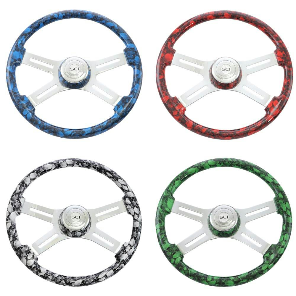 18" Big Skull Print SCI Steering Wheel - Raney's Truck Parts