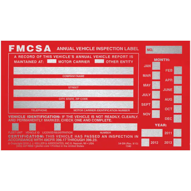 Annual Vehicle Inspection Sticker DOT Compliant | Raney's