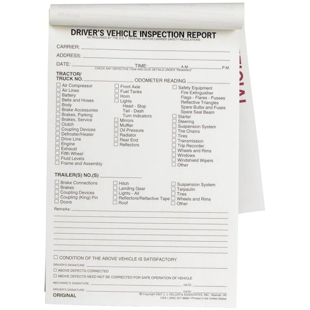 Detailed Driver Vehicle Inspection Repor 2-Ply | Raney's