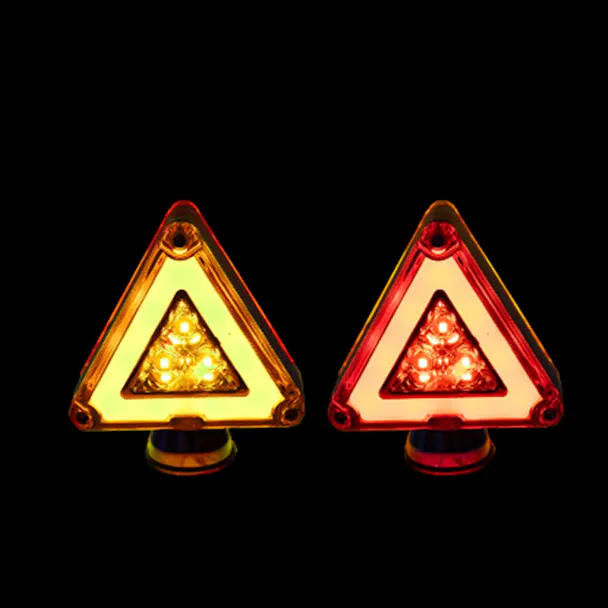 Double Face Triangle LED Lights Amber Front Red Back - Raney's Truck Parts