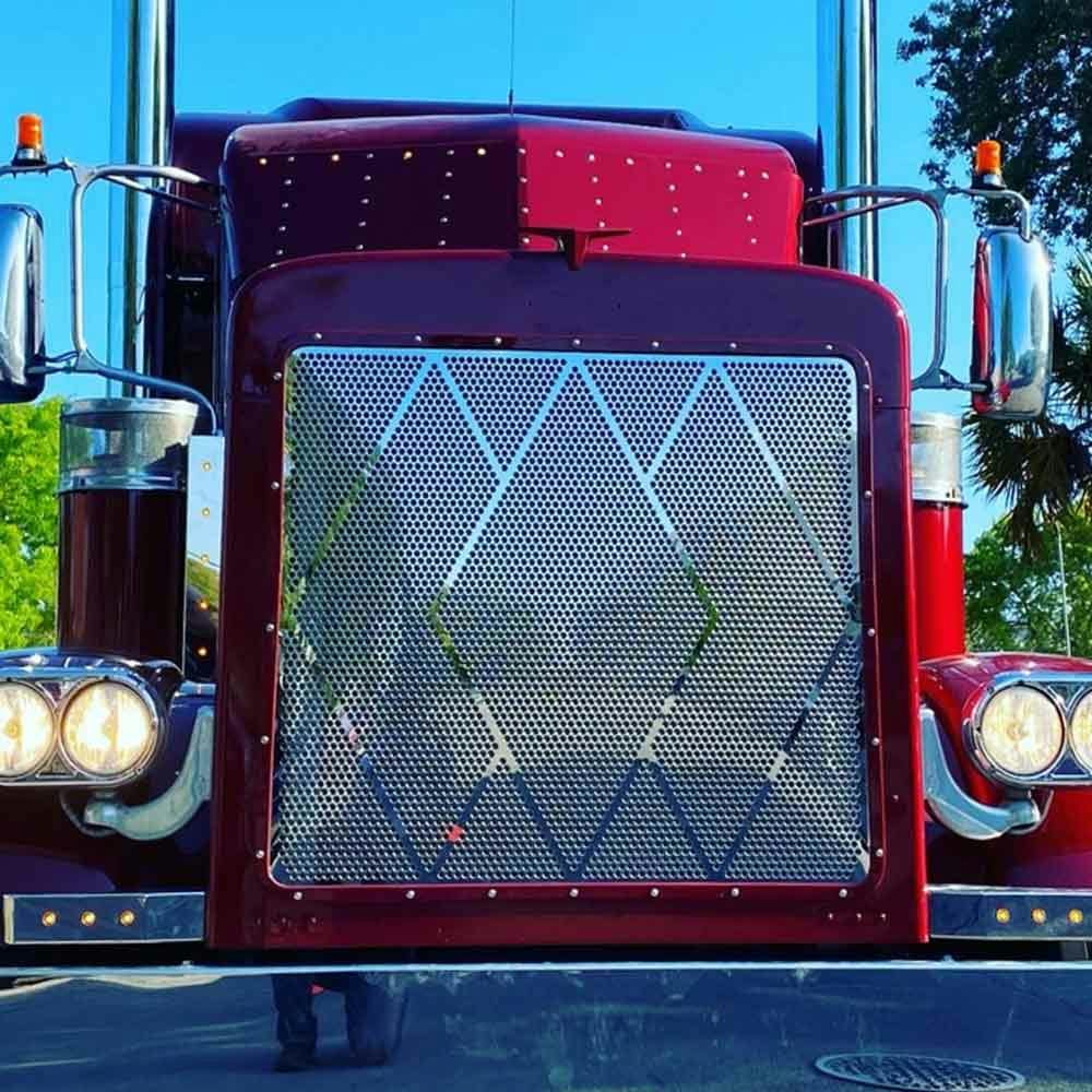 Peterbilt 379 Extended Hood Stainless Steel 3D Diamond Grille - Raney's ...