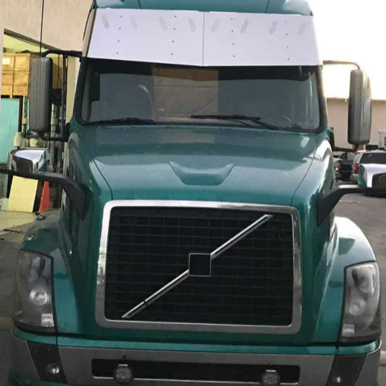 Volvo 20" Stainless Steel Drop Visor With Hidden LEDs - Raney's Truck Parts