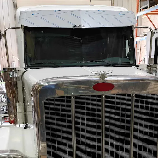 Peterbilt 589 | High Roof | One Piece | 304 Stainless Steel | Drop Visor