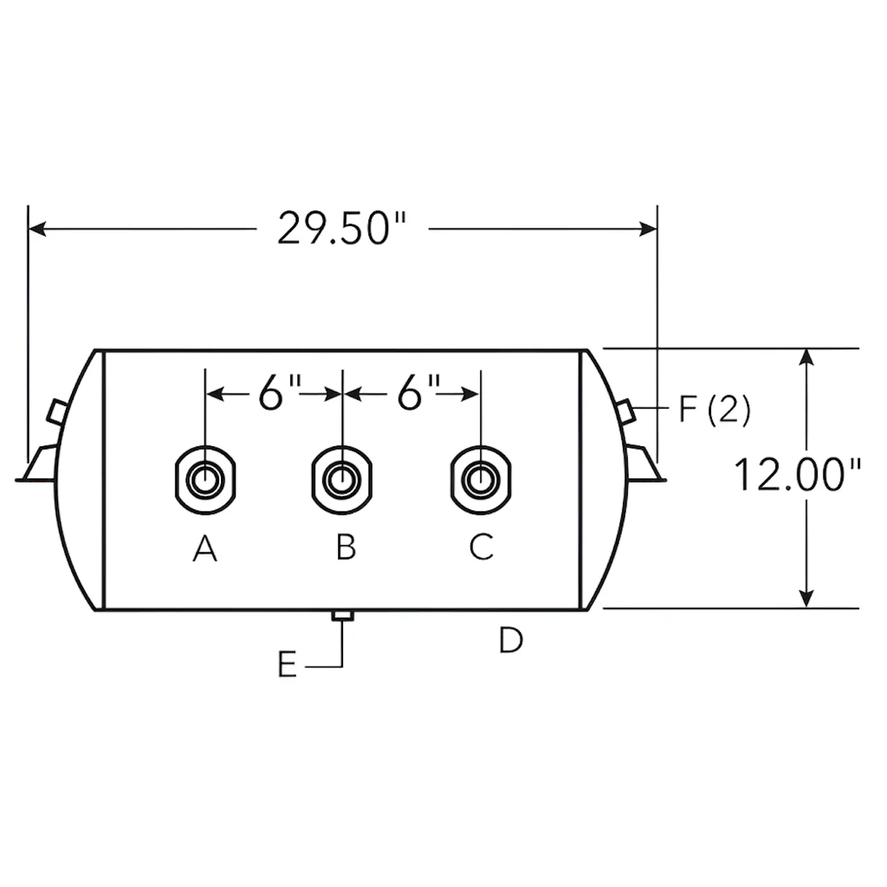 12" Diameter Air Tank HT-1254 J1254 ST1254 | Raney's