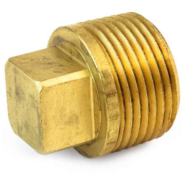 1000 PSI Brass Square-Head Cored 3/8" Pipe Plug - Raney's Truck Parts