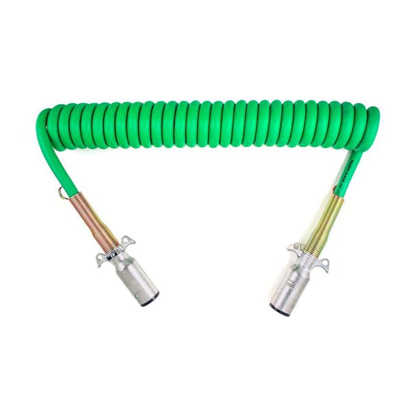 15 FT Coiled ABS Cable With 7-Way Plugs And 12" Leads - Raney's Truck Parts