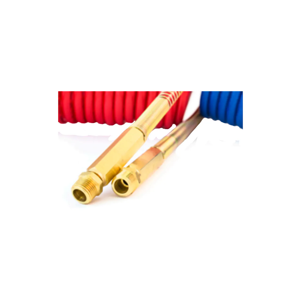 15' Coiled Air hose Set With Brass Handles - Raney's Truck Parts