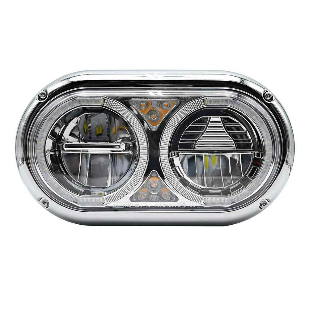 Peterbilt 359 Chrome Round Halo Full LED Headlight Assembly | Raney's
