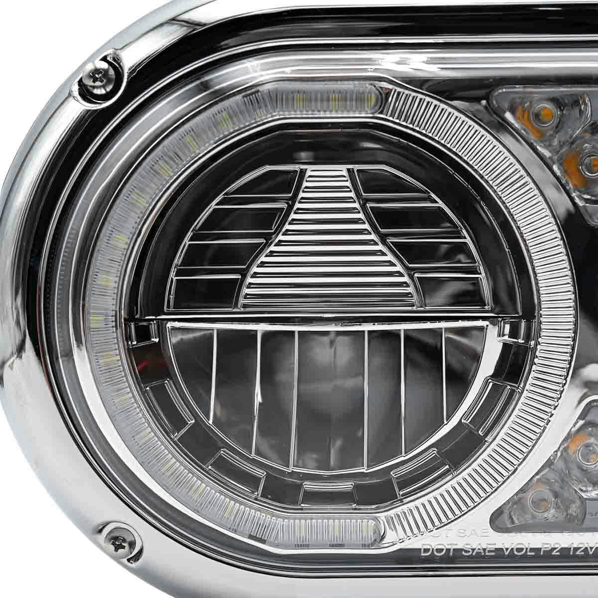 Peterbilt 359 Chrome Round Halo Full LED Headlight Assembly | Raney's