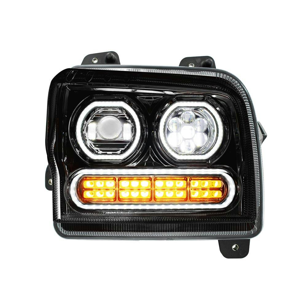 Kenworth W990 Full LED Blackout Headlights DRL Halo Ring