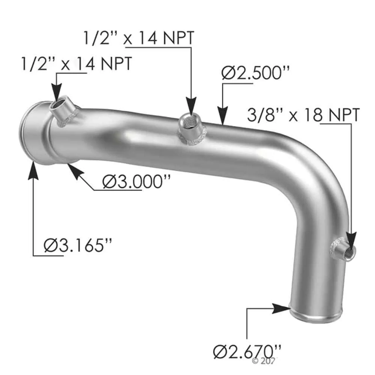 Kenworth T600 Steel Lower Radiator Pipe F661663 | Raney's