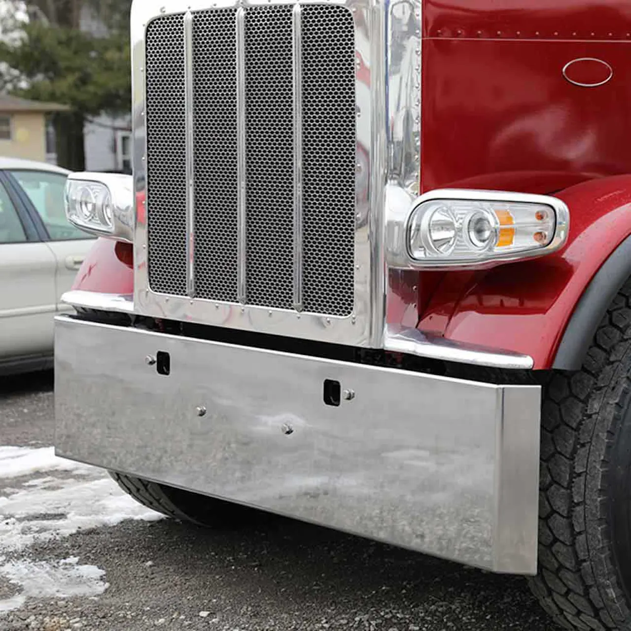 Peterbilt 389 367 567 Chrome Mitered End Bumper Tow Holes