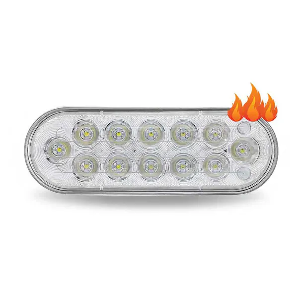 6" Oval Dual Revolution Heated Red White STT Reverse LED