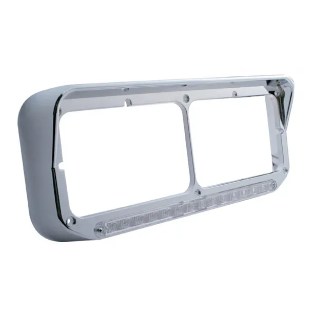 Rectangular Dual Headlight Bezel With Visor & Amber LED - Raney's Truck ...